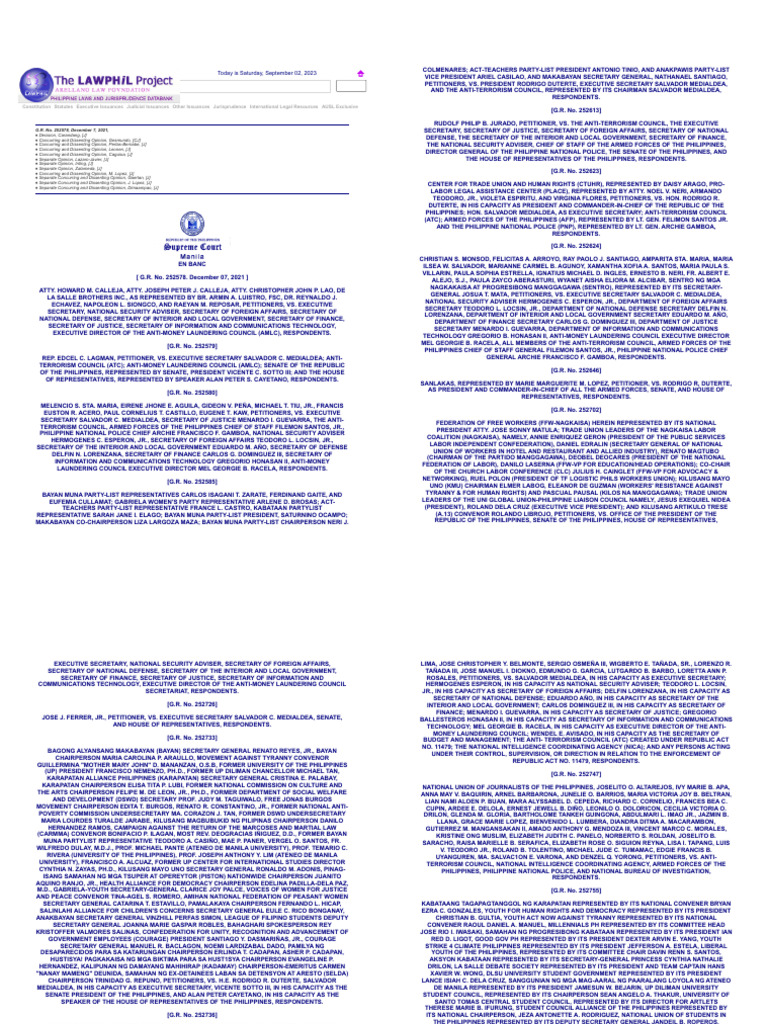 G.R. No. 252578 - Calleja Vs Executive Secretary | PDF | Philippines | Government