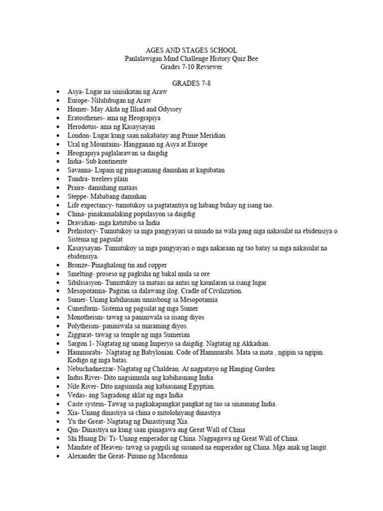 REVIEWER Grade 7 and 8 | PDF
