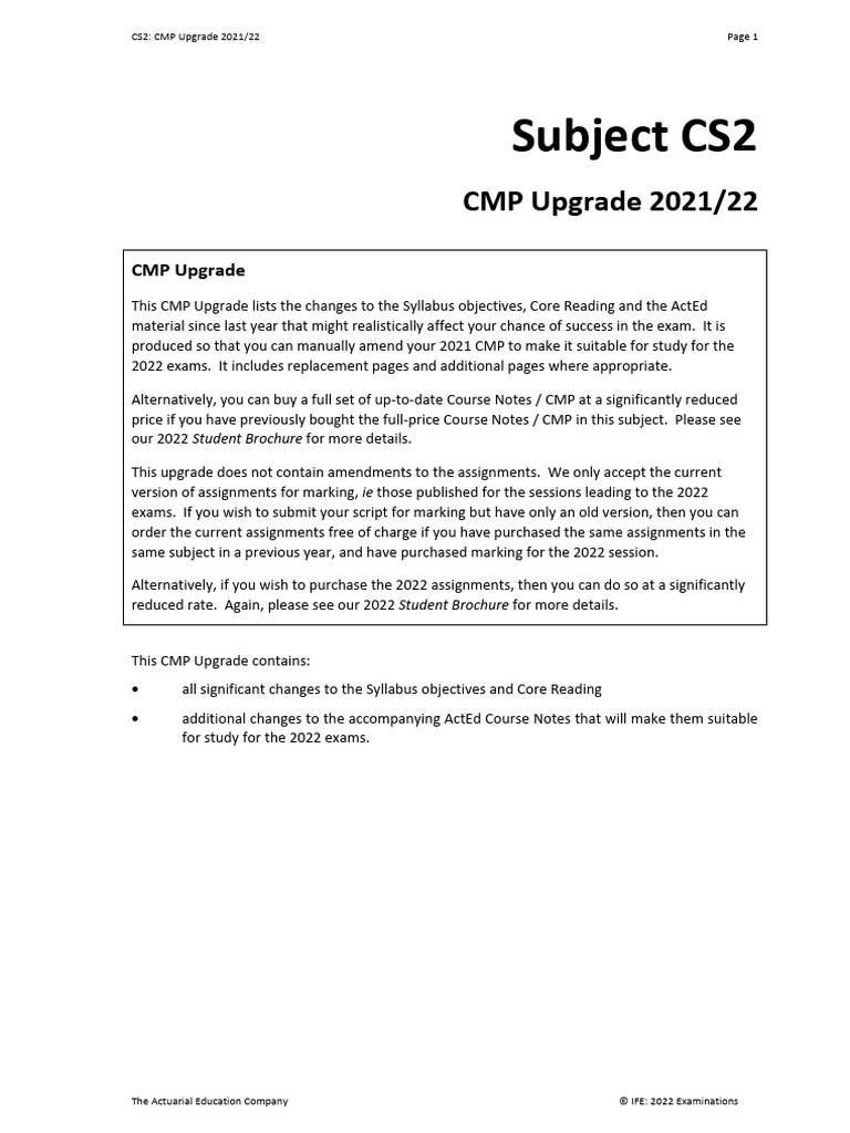 CS2 CMP Upgrade 2022 | PDF