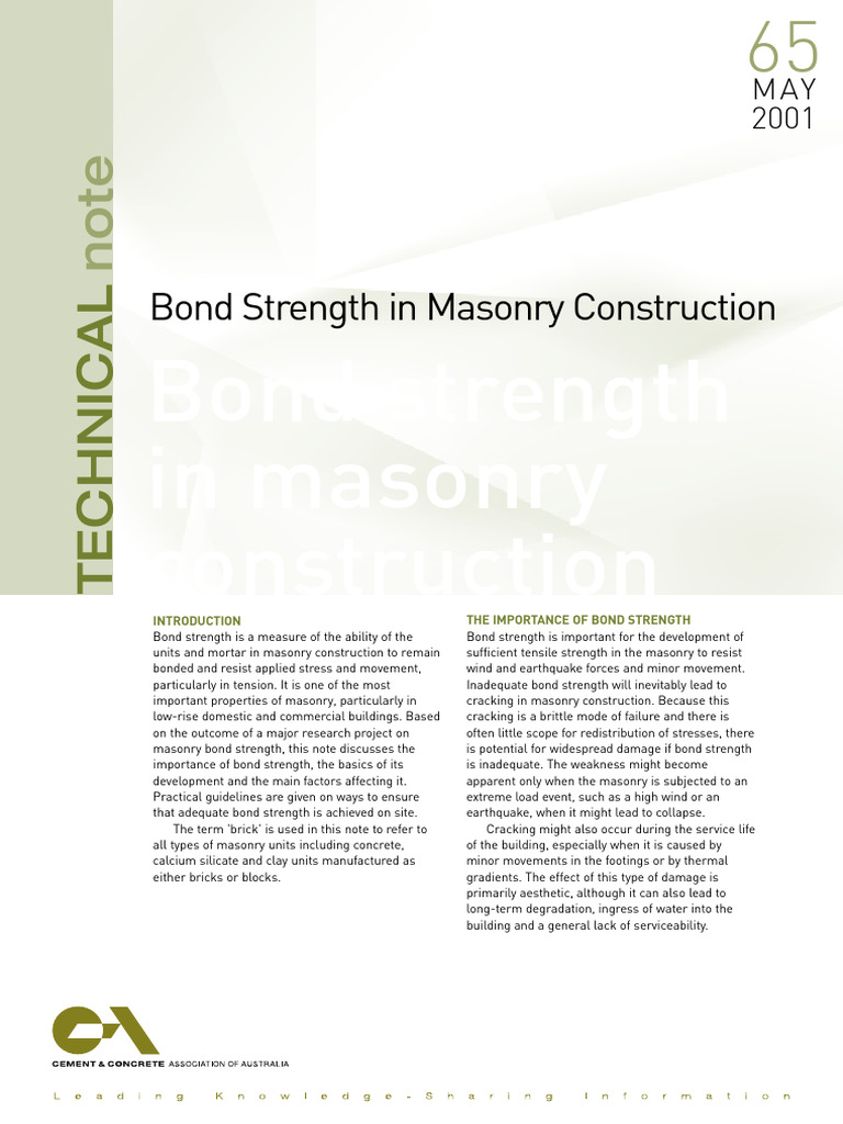 Bondstrengthmasonry TBR | PDF | Concrete | Mortar (Masonry)