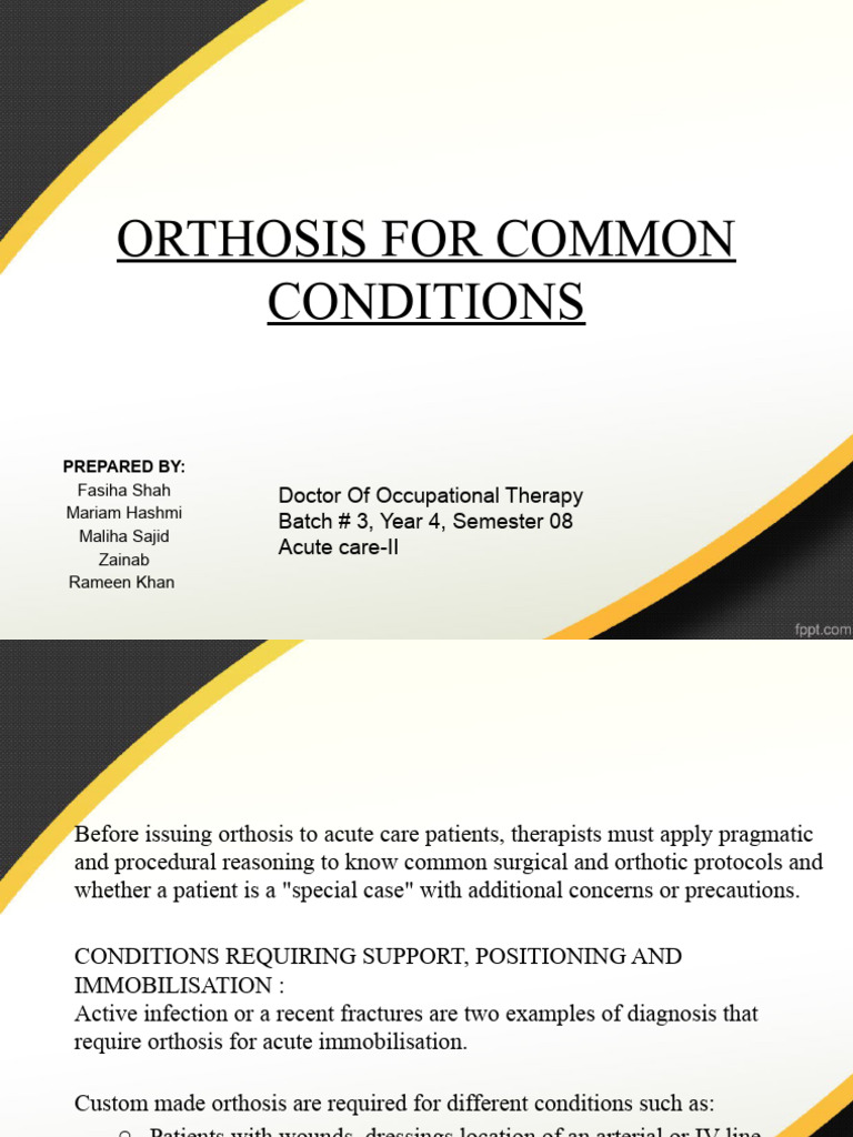 Orthosis For Common Conditions | PDF