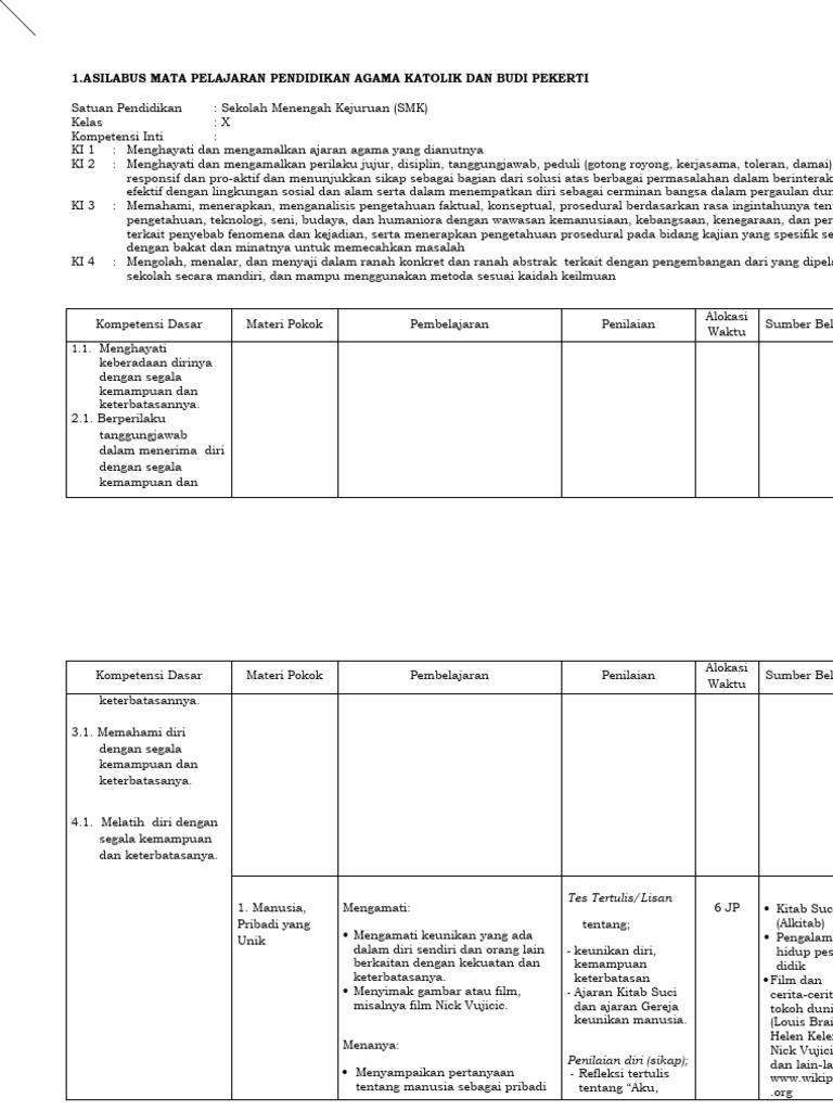 Silabus Agama Katolik | PDF