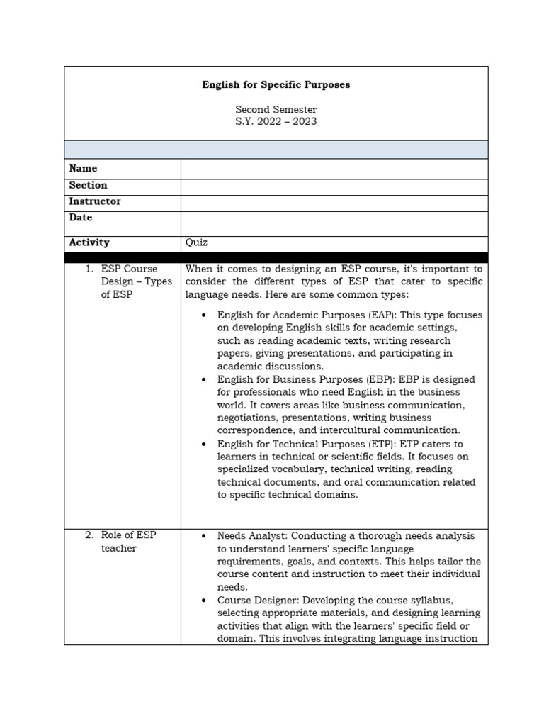 Elec 1 Quiz | PDF | Learning | English As A Second Or Foreign Language