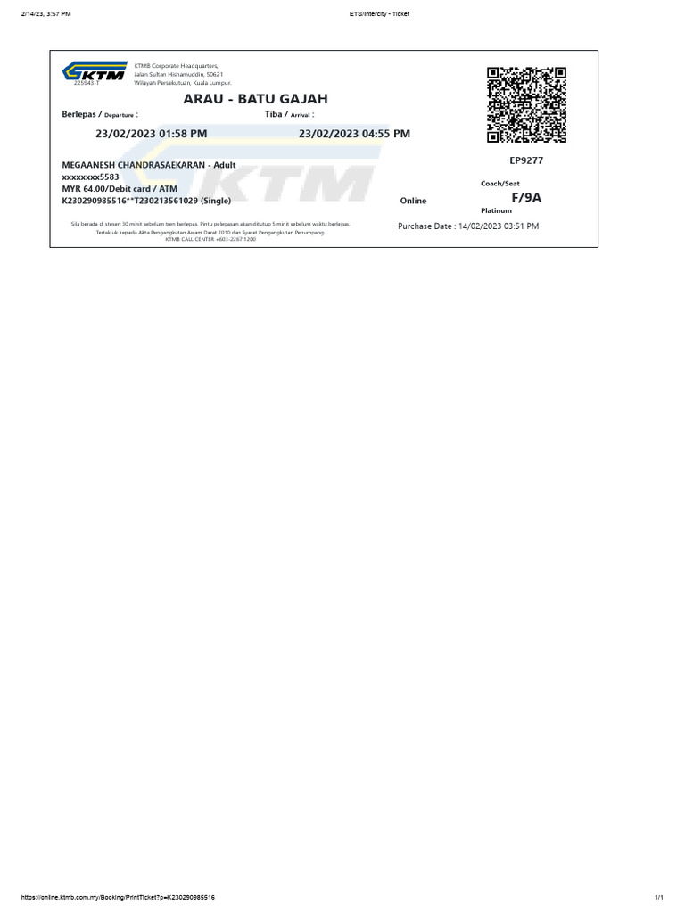 ETS - Intercity - Ticket | PDF