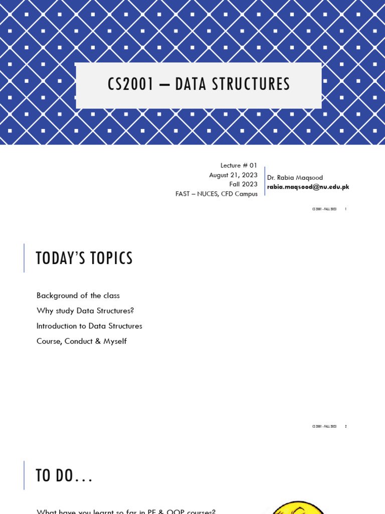 Lecture 01 Introduction To Data Structures Pdf Data Structure 4226