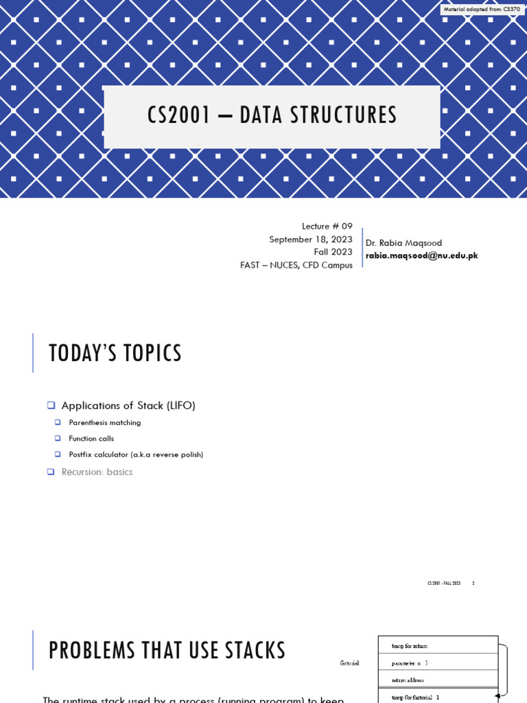 Lecture 09 - Applications of Stack | PDF | Computer Programming | Notation