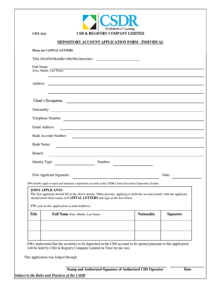 Application Form Individual CSDR | PDF