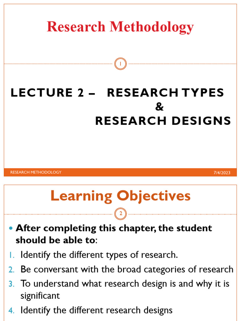 Lecture 2 Research Types & Designs | PDF | Methodology | Experiment