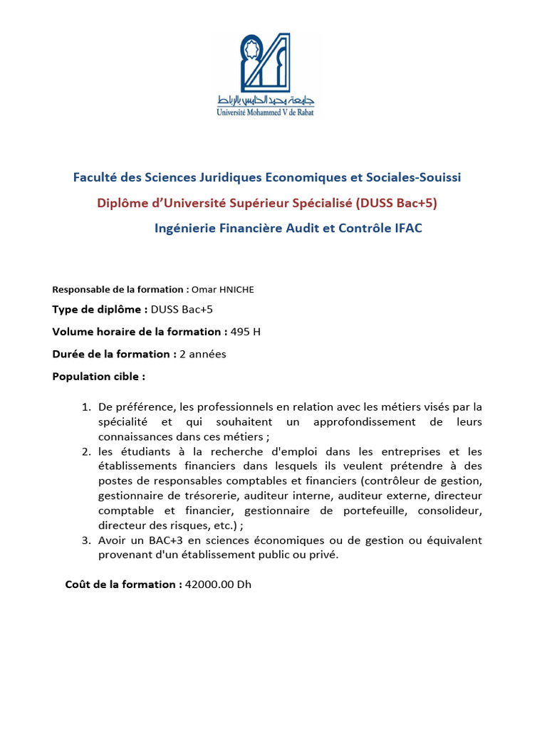 Ingénierie Financière Audit Et Contrôle IFAC | PDF