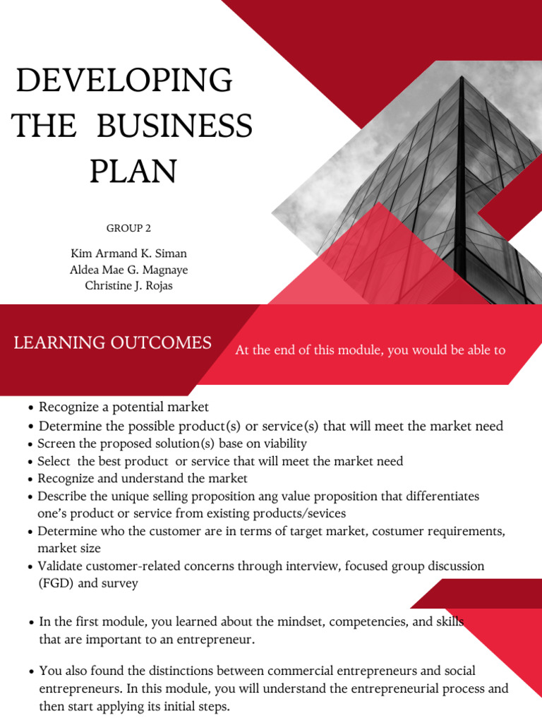 Developing the Business Plan | PDF | Entrepreneurship | Risk