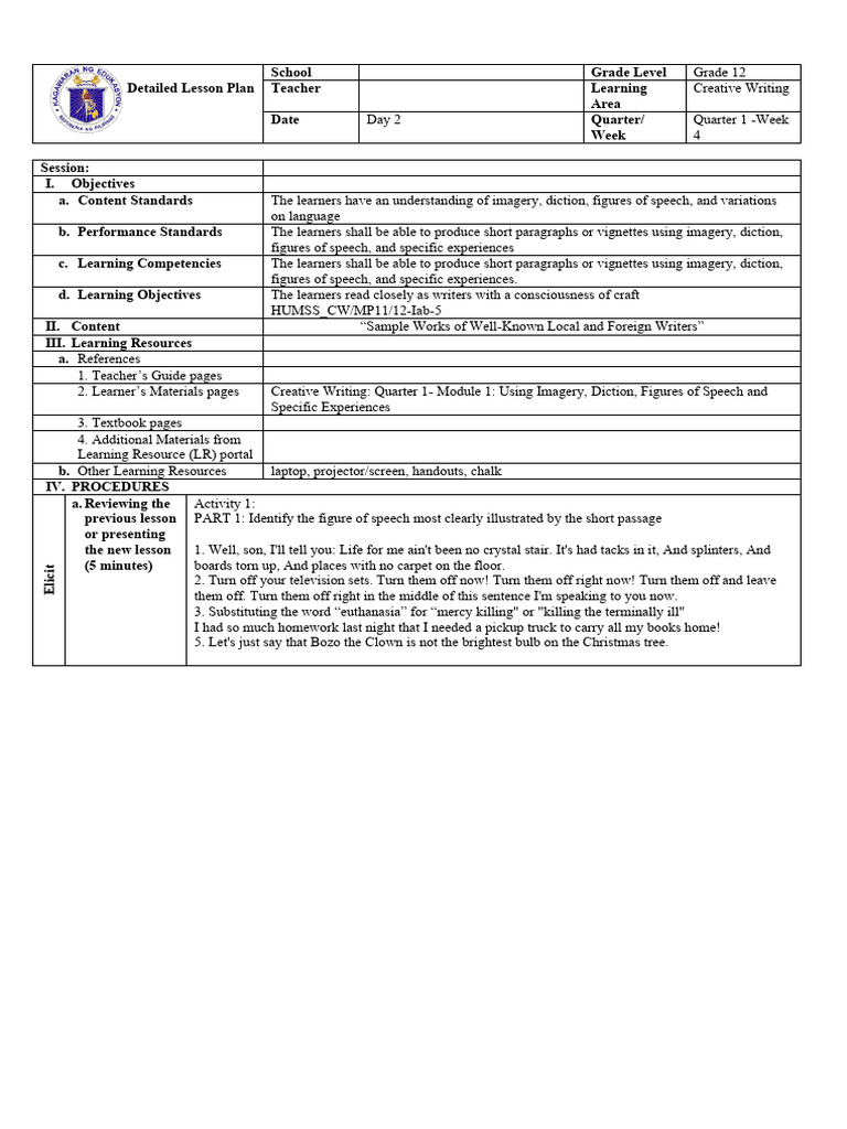 Creative Writing Week 5 - Day 2 | PDF | Learning | Cognition