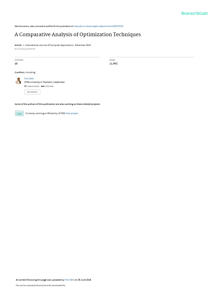 A Comparative Analysis of Optimization Techniques | PDF | Mathematical Optimization | Applied ...