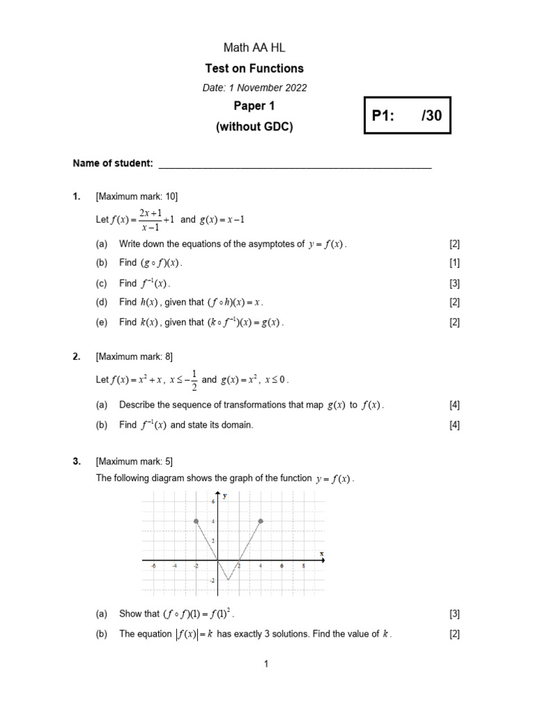 Test 10 Functions 2022 Download Free Pdf Asymptote Function
