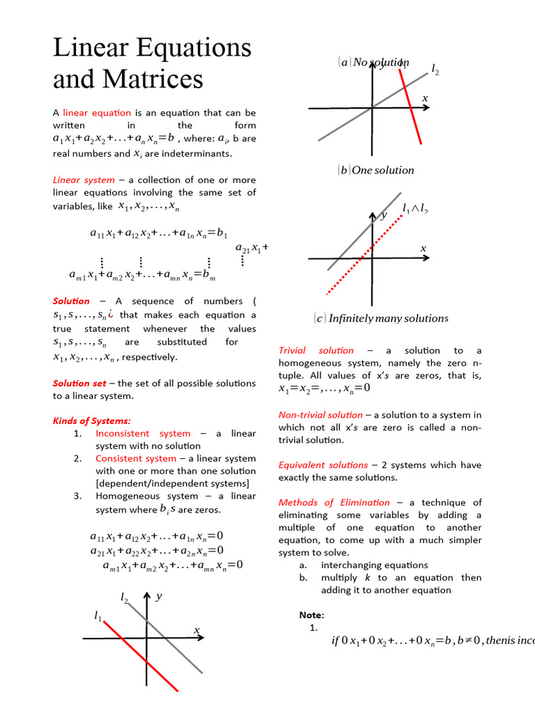 Linear Equations and Matrices | PDF | Matrix (Mathematics) | System Of Linear Equations