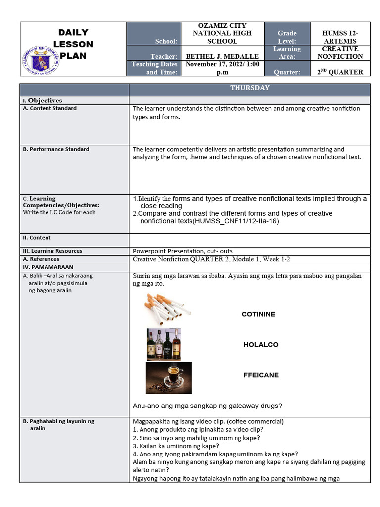Lesson Plan COT2 | PDF