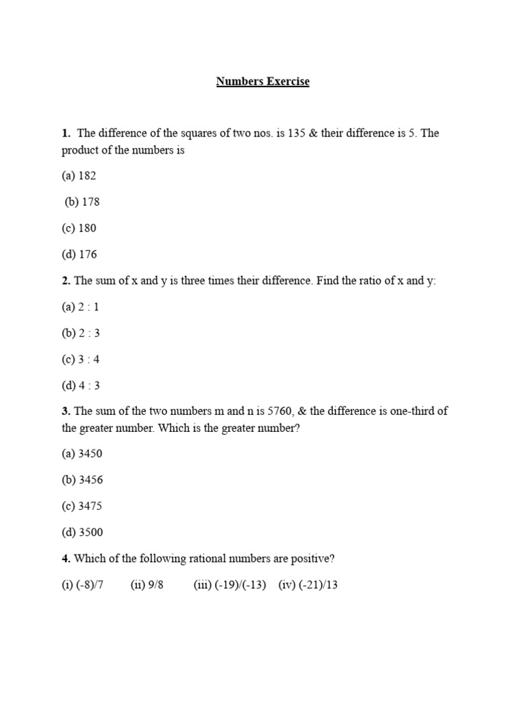 Math Problems: Number Systems Quiz | PDF