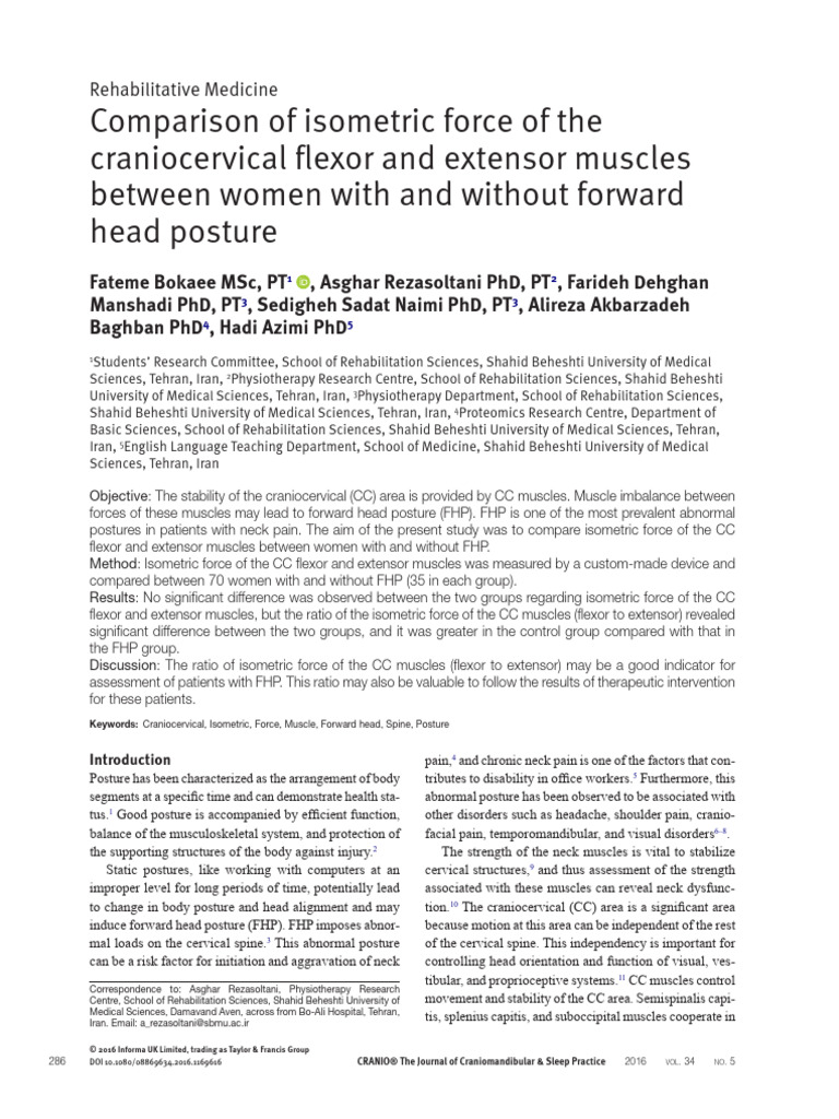 C12 Comparison of Isometric Force of The Craniocervical Flexor and ...