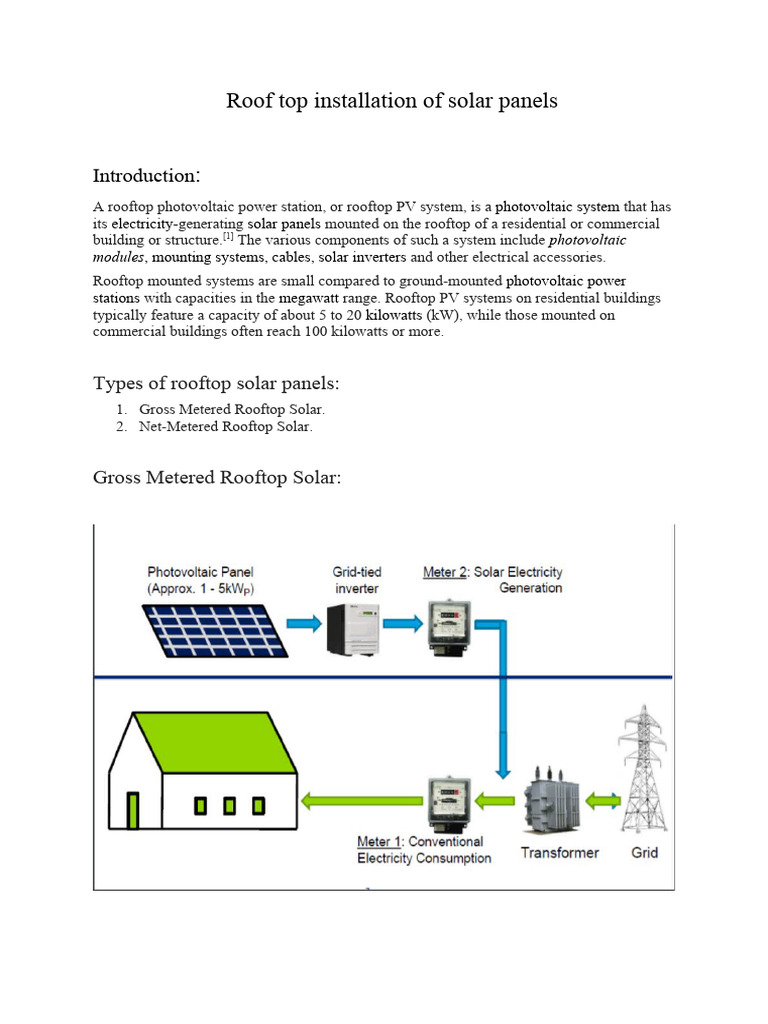 Roof Top Installation of Solar Panels Report | PDF | Photovoltaic ...