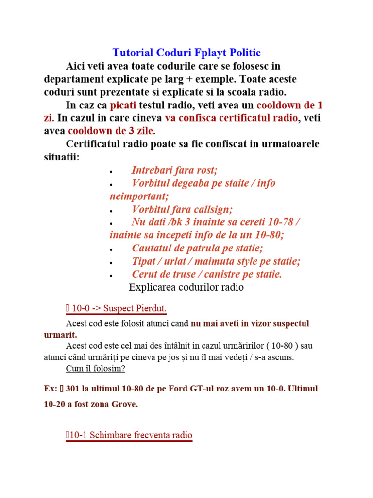 Tutorial Coduri Fplayt Politie | PDF