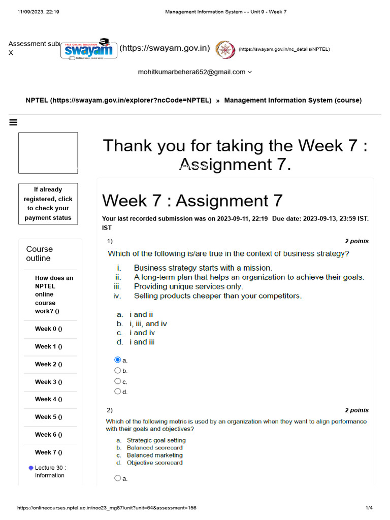 Management Information System Week 7 Assignment | PDF