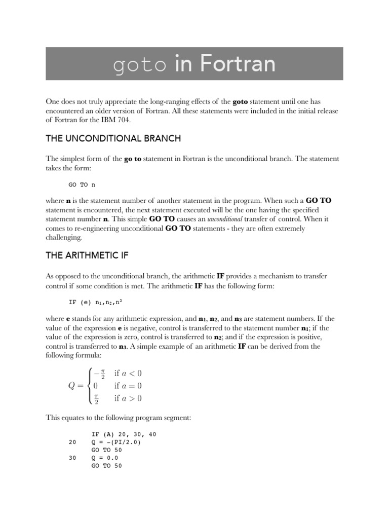 Fortran Goto | PDF