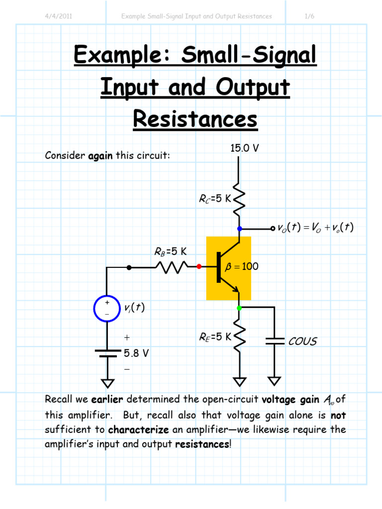 Example Small Signal Input And Output Resistances Pdf Amplifier Electrical Network 