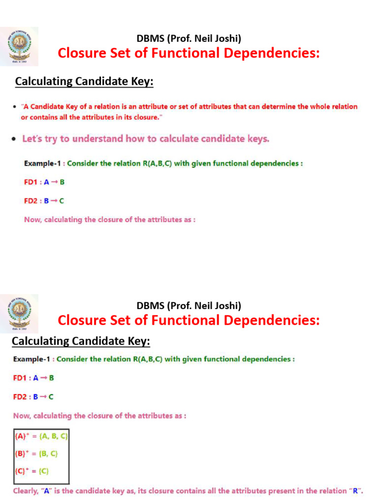 Closure Set of Functional Dependencies | PDF