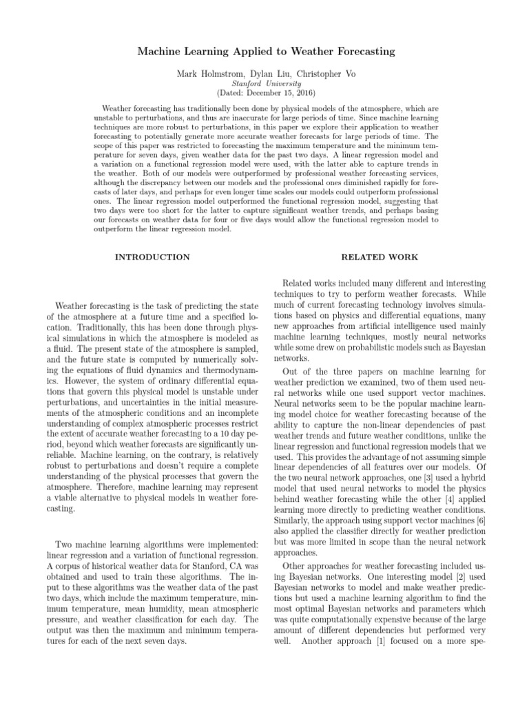 HolmstromLiuVo MachineLearningAppliedToWeatherForecasting Report | PDF ...