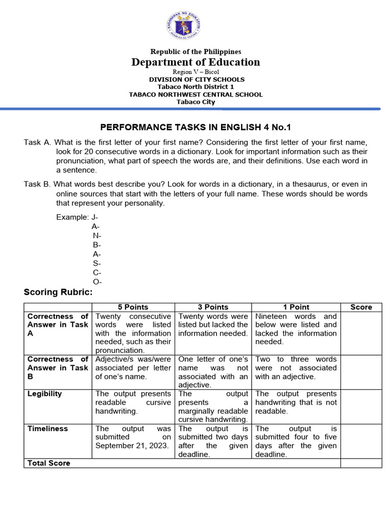 PERFORMANCE TASK IN ENG4 No1 | Download Free PDF | Grammar | Lexicology