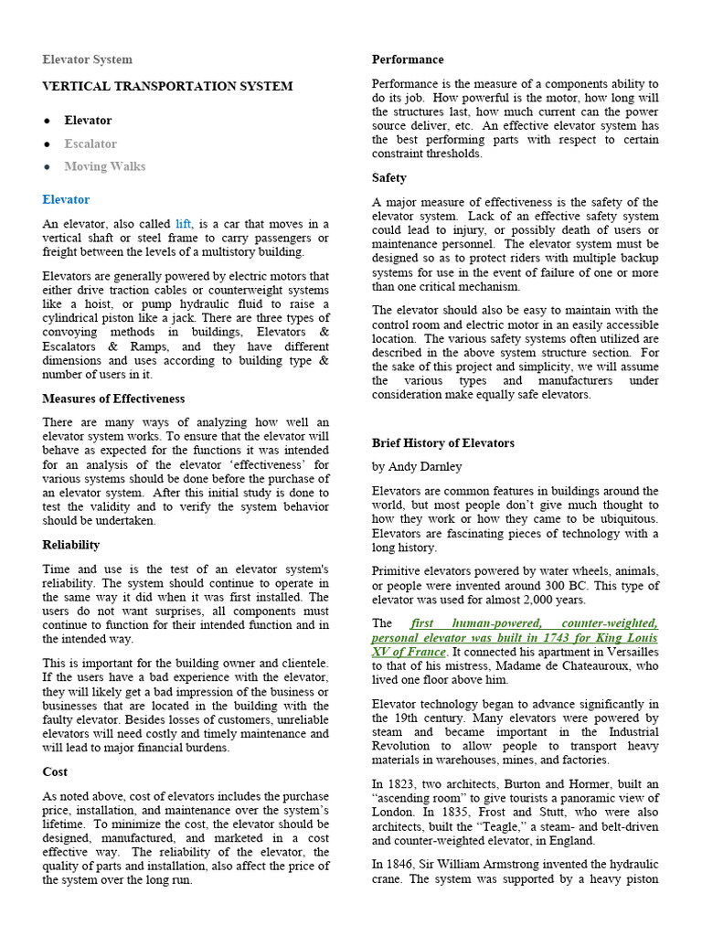 BU#2 Elevator and Escalator | PDF | Elevator | Escalator