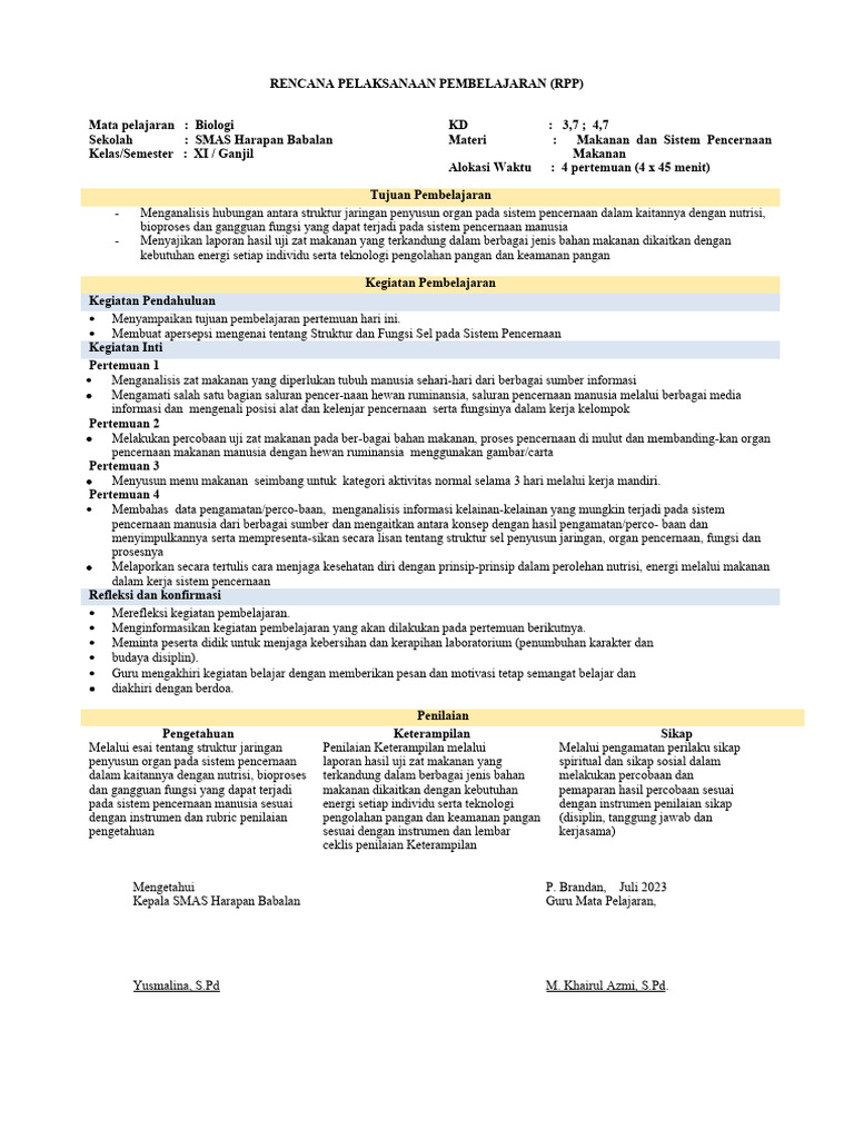 RPPSistem Pencernaan SDH | PDF
