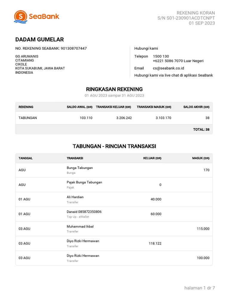 Seabank Statement 20230915 | PDF