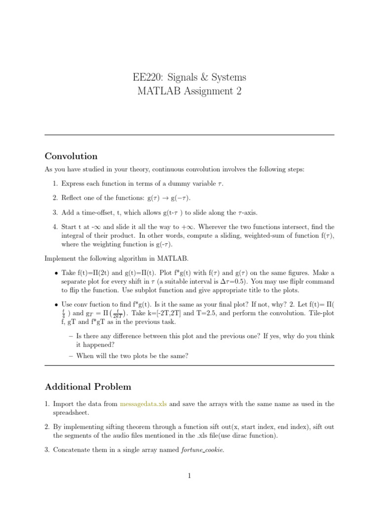 Assignment 2 | PDF | Convolution | Function (Mathematics)