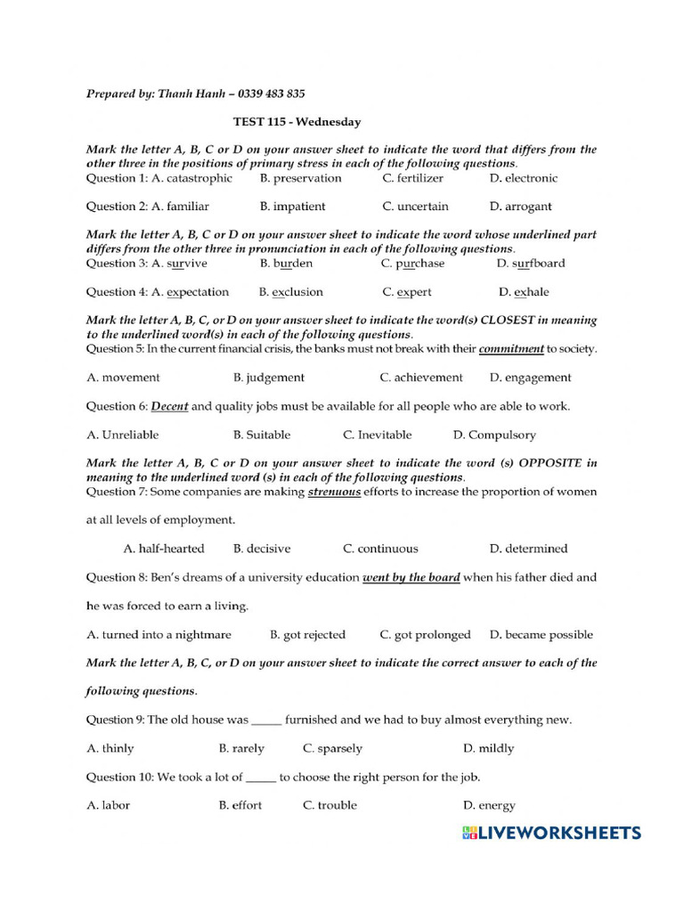 Tiếng Anh vào 10 | PDF