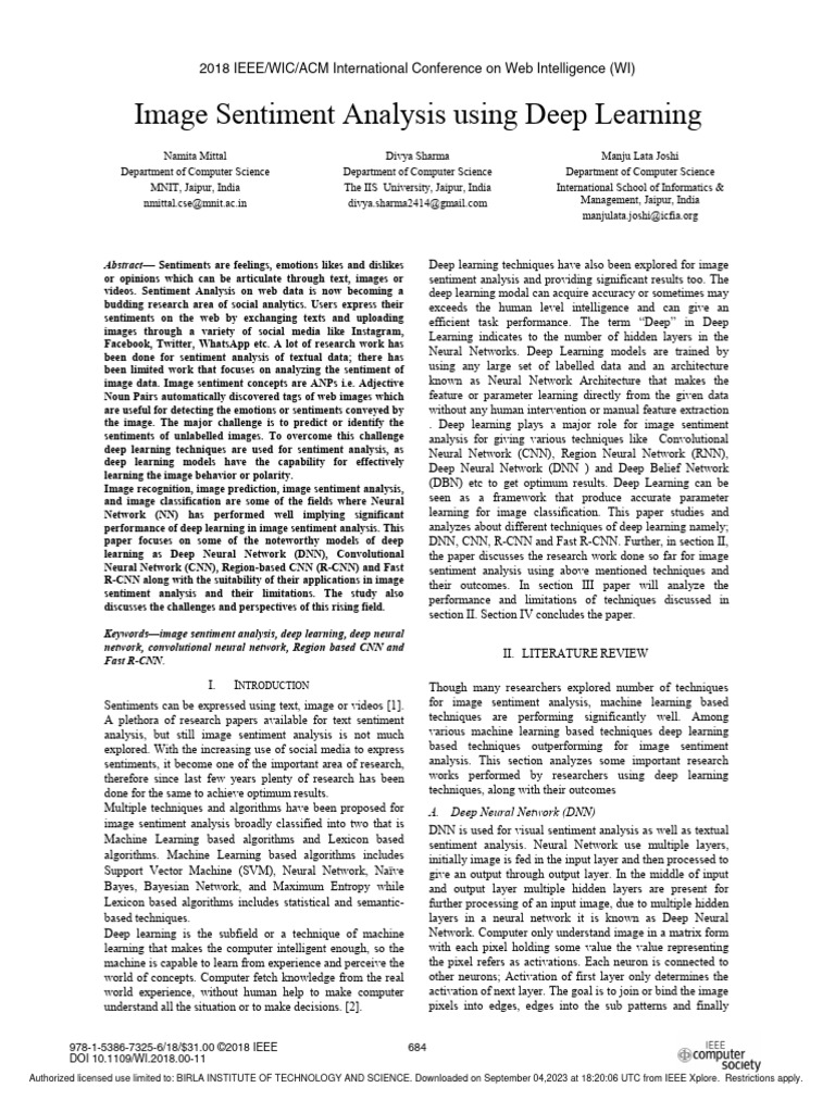 Image Sentiment Analysis Using Deep Learning | PDF | Deep Learning | Artificial Neural Network