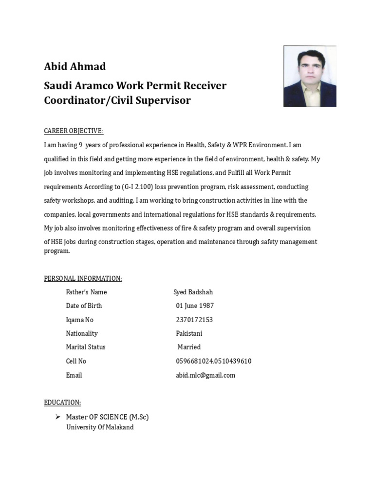 Offshore CV | Download Free PDF | Occupational Safety And Health | Safety