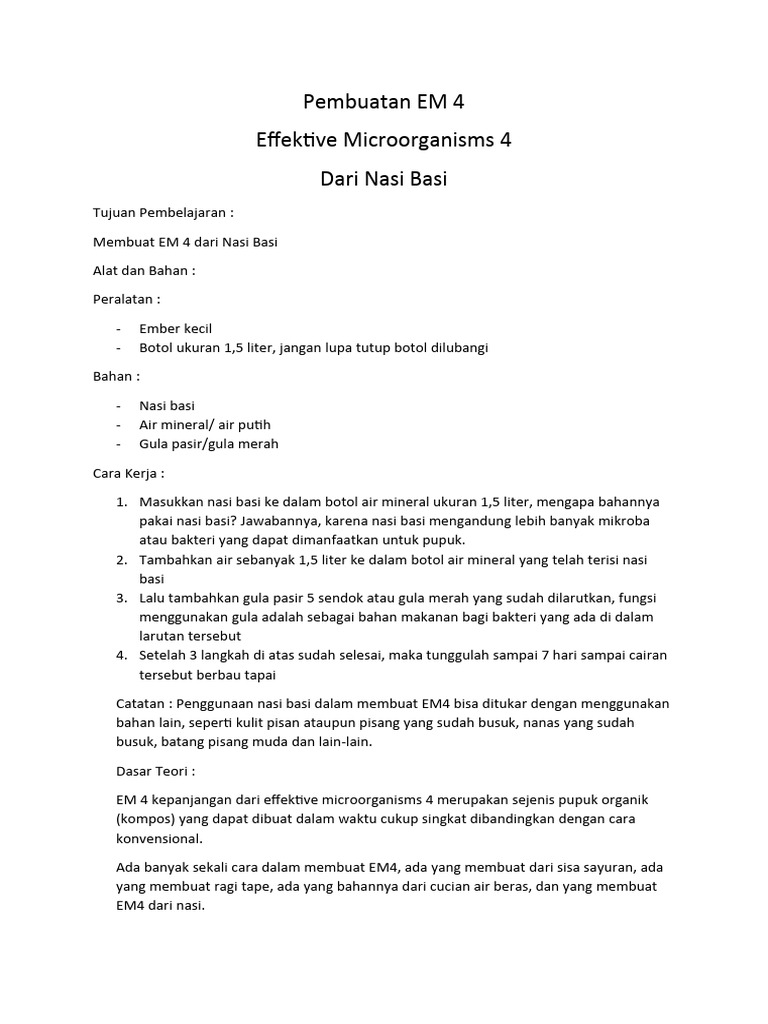 Pembuatan Em4 | PDF | Kesehatan Holistik