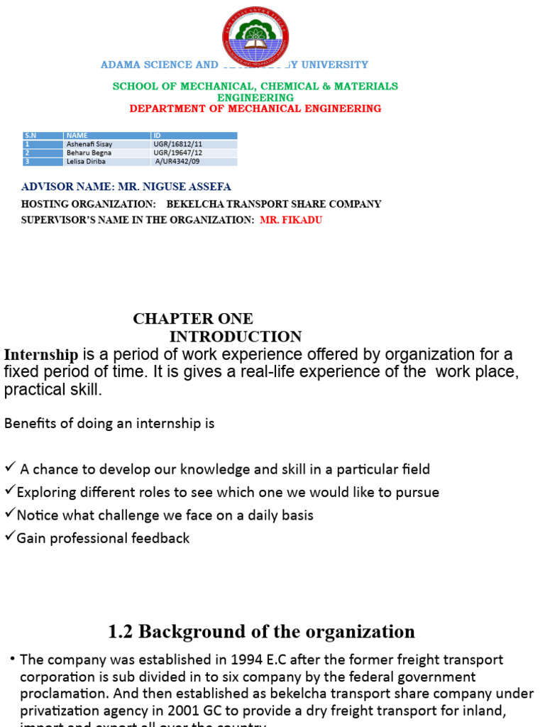 Internship Report at Bekelcha Transport | PDF | Clutch | Truck