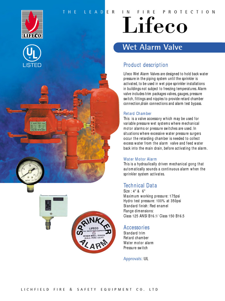 LIFECO Wet Alarm Valve - CD | PDF | Fire Sprinkler System | Valve