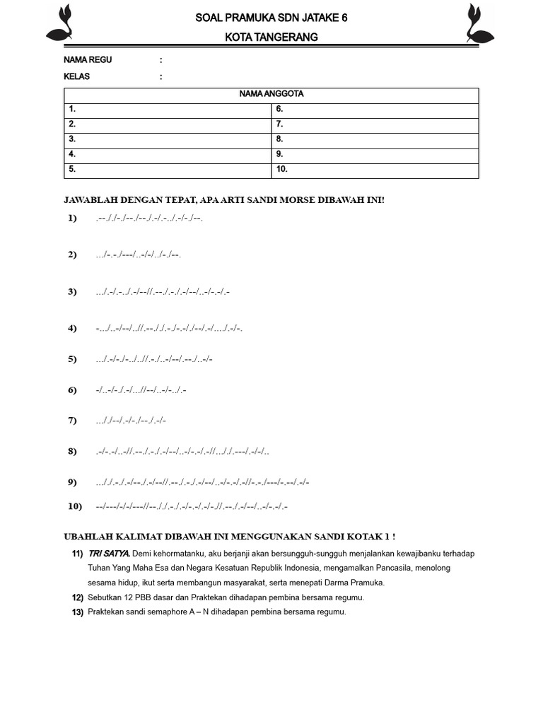 Soal Sandi Morse dan Semaphore Pramuka | PDF