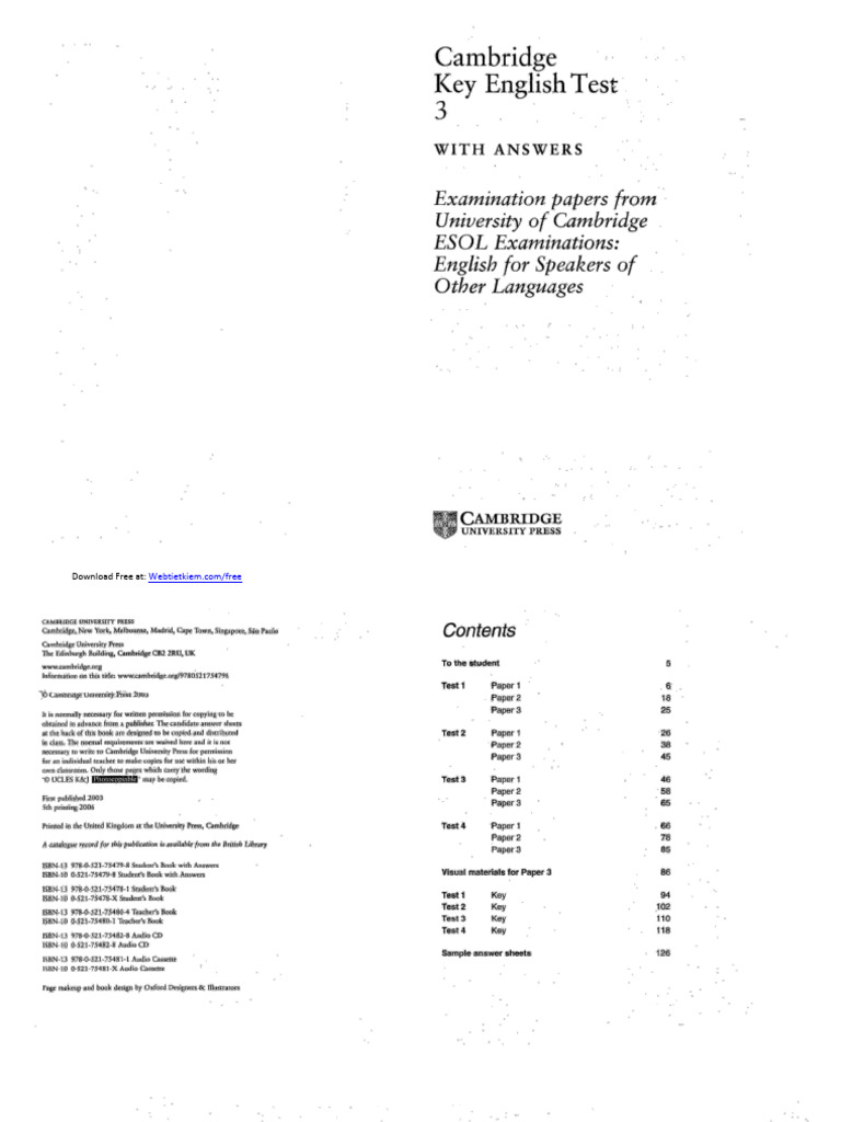 Cambridge KET 3 Book | PDF