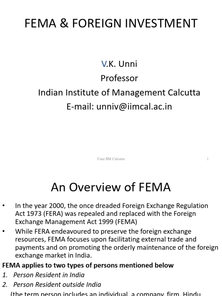 FEMA Foreign Investment | PDF