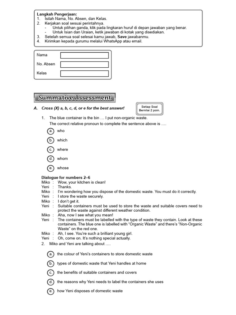 SMA Bahasa Inggris 11 Summative Assessment Unit 2 Versi Baru | PDF
