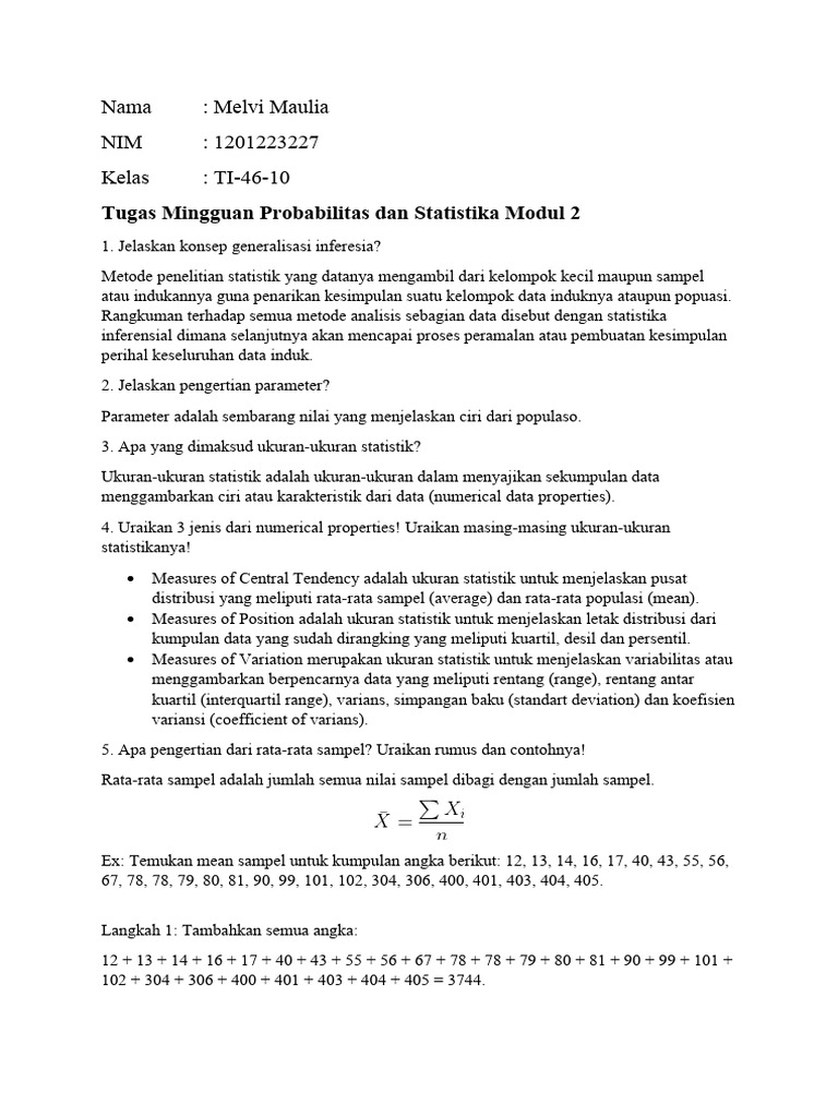 PROBSTAT Tugas Mingguan 2 | PDF