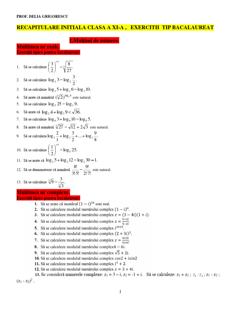 Recapitulare Initiala Clasa A Xia | PDF