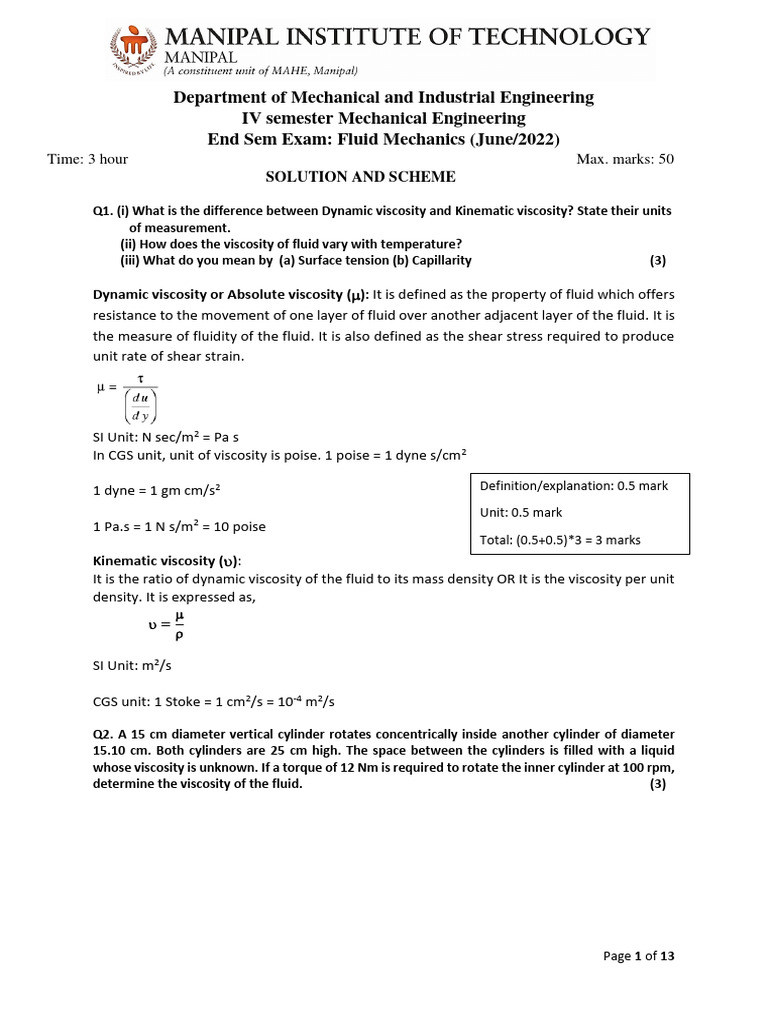 FM Epad QP Solution-2022 | PDF | Boundary Layer | Viscosity