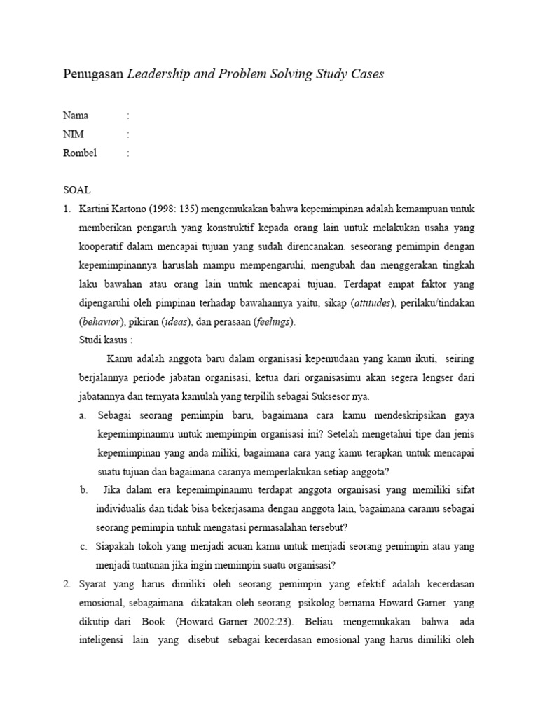Penugasan Leadership and Problem Solving Study Cases | PDF