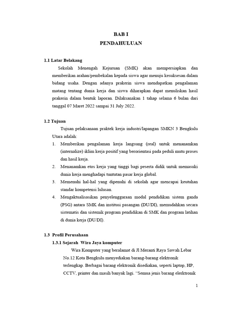 Laporan Bab 1-5 | PDF
