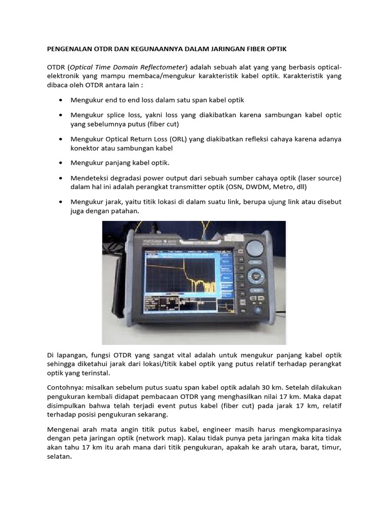 Pengenalan OTDR Dan Kegunaannya Pada Jaringan FO | PDF