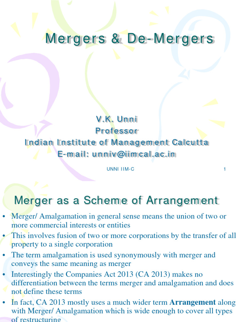 Mergers Demergers | PDF | Business | Finance & Money Management